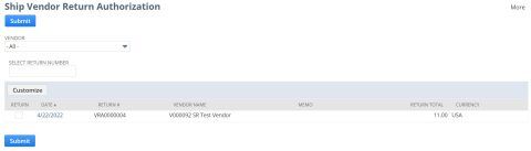 NetSuite Vendor Return Authorizations | SuiteRep